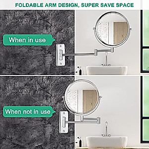 DECLUTTR 8 Inch Wall Mounted Magnifying Mirror with 10x Magnification, Double Sided Vanity Makeup Mirror for Bathroom, Chrome Finished