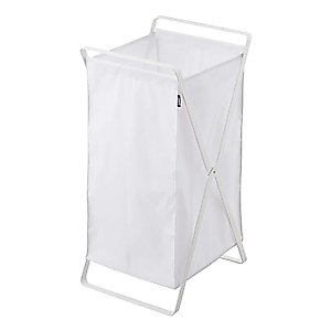 Yamazaki Home Laundry Basket - Foldable Storage Hamper Organizer Steel One Size White