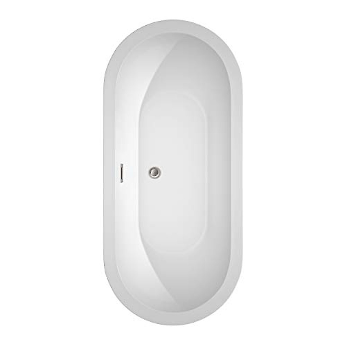 Soho 68 inch Freestanding Bathtub in White with Floor Mounted Faucet, Drain and Overflow Trim in Brushed Nickel