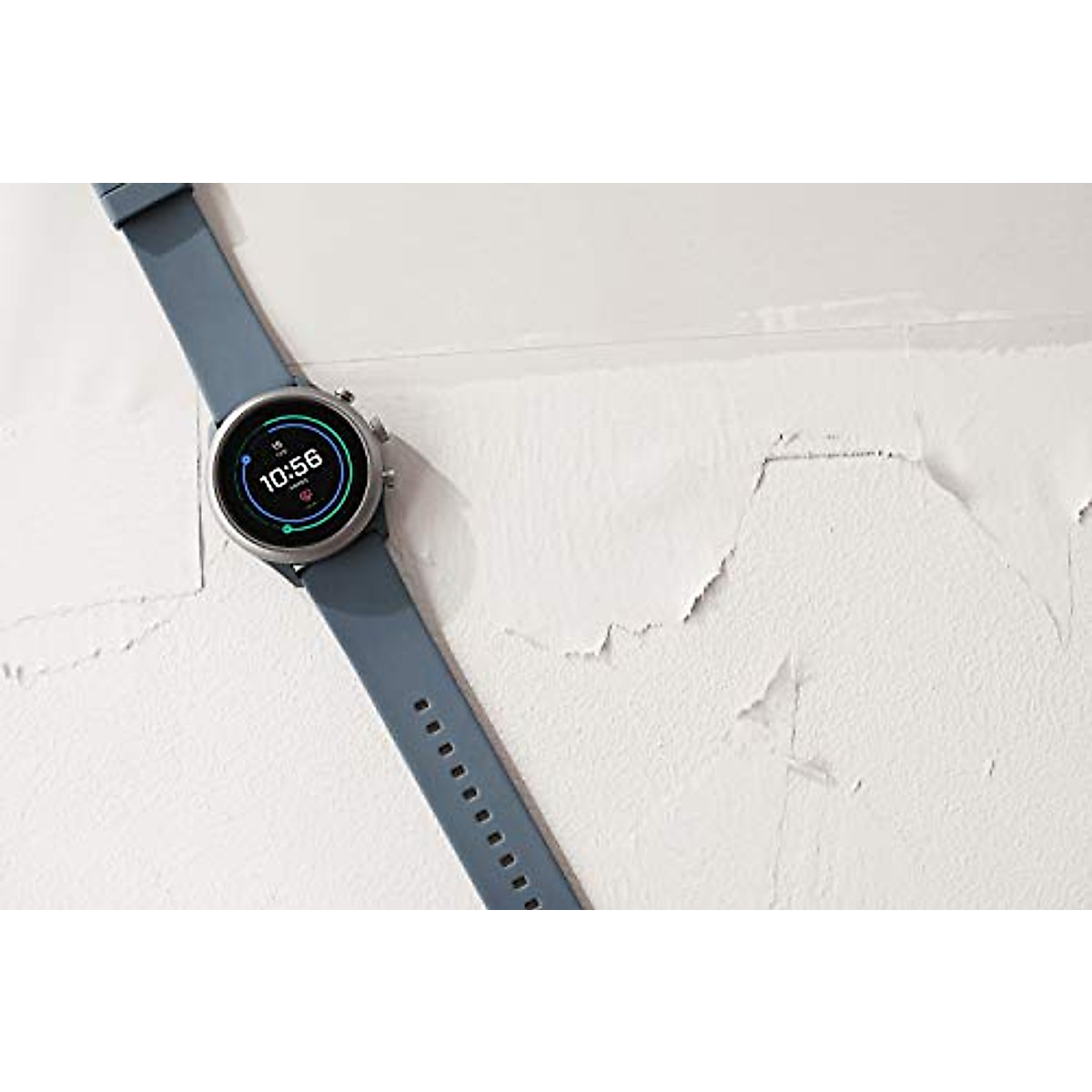 Fossil Men's Gen 4 Sport Heart Rate Metal and Silicone Touchscreen Smartwatch, Color: Grey, Blue (FTW4021)