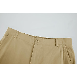 Ryannology Men's Casual Linen Pants Elastic Waist Slim Fit Beach Yoga Business Lightweight Cotton Trousers Pants with Pockets