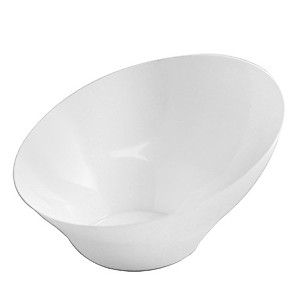 PARTY BARGAINS Angled Plastic Bowls - [5 Pack] White, Heavy-duty Premium Quality Large Serving Bowl, Excellent for Weddings, Baby & Bridal Showers, Parties & More