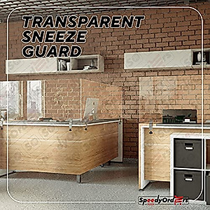 Cubicle Sneeze Guard by SPEEDYORDERS – Sneeze Guard for Cubicle - Clear Cubicle Divider - Wall Extender Plexiglass For Cubicle With Removable Clamps 1/4" Thick 48"W x 24"H - Includes 3 clamps