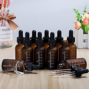 12pcs 30ml Glass dropper Dropper Perfume bottle with non-childproof caps measure scale and strong suction Nozzle bottle with funnel and tags (30ML 12PCS)