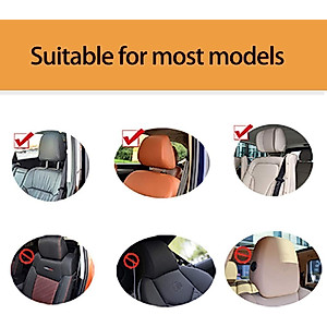 Car Seat Headrest Pillow, Support Neck Pillow Head Protection Cervical Spine Adjustable on Both Sides Telescopic Version PU Leather Universal for Kids Adults Travel(Beige)