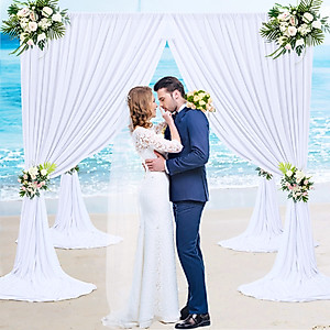 White Backdrop Curtain for Parties Wedding Wrinkle Free White Photo Curtains Backdrop Drapes Fabric Decoration for Baby Shower 5ft x 8ft,2 Panels