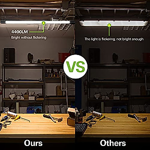 10 Pack 4FT Linkable LED Shop Light, Utility Shop Light Fixture, 4400lm, 42W [250W Equivalent], 5000K Daylight Shop Lights for Garage, Hanging or Surface Mount, with Power Cord, ETL, Black