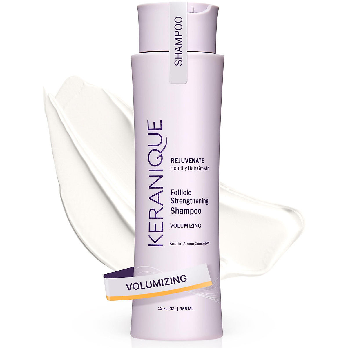 Keranique Volumizing Shampoo with Keratin and Biotin for Thinning Hair, Anti-Breakage, Follicle Strengthening, 12 Oz