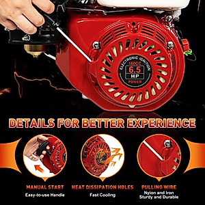 simimasen 160CC 4-Stroke Gas Engine 6.5HP Petrol Engine Air Cooled Gasoline Motor Multi-Use Engine Pull Start for Honda GX160 OHV Air Cooled Horizontal Shaft