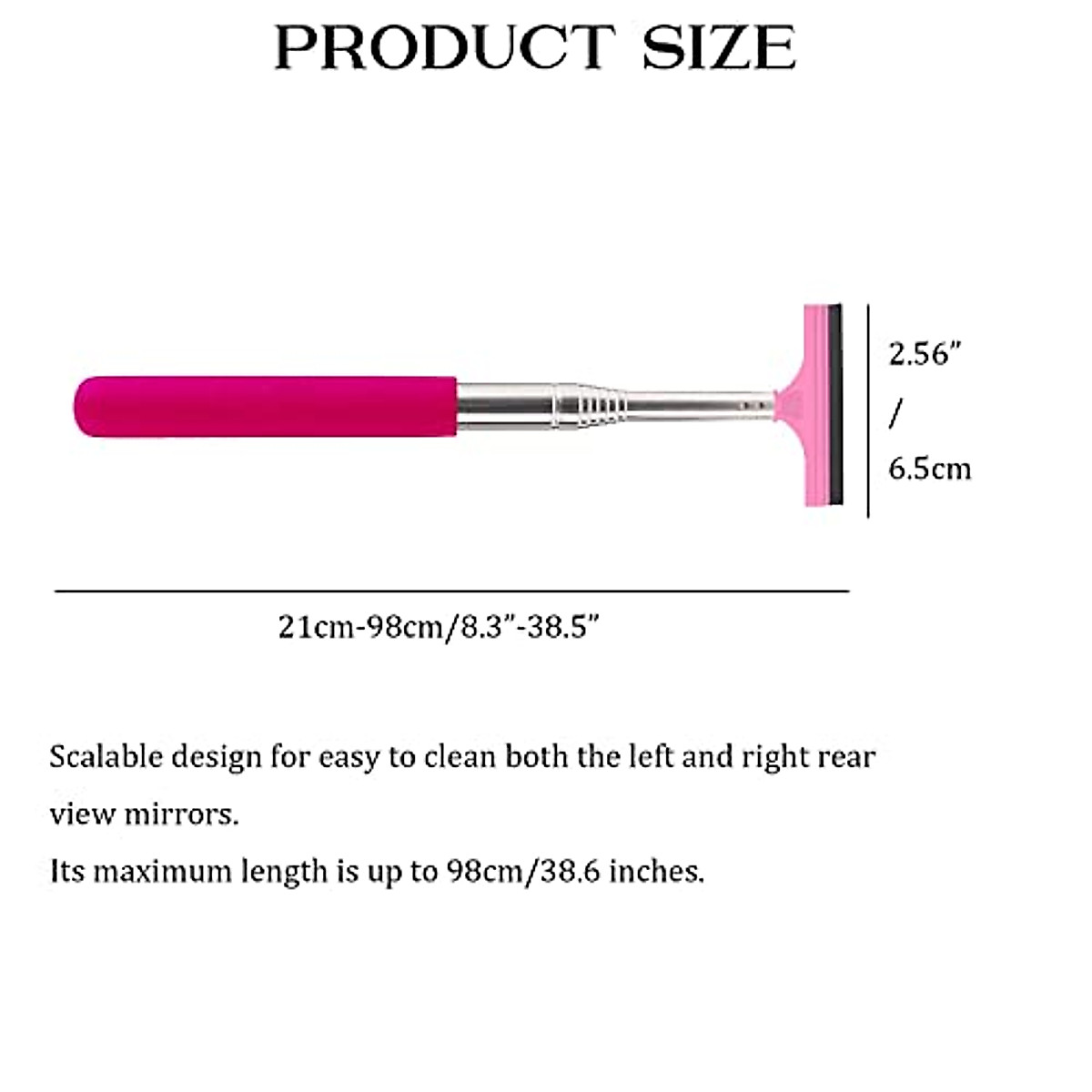 TRNOI Car Mirror Wiper 1PC,Telescopic Auto Mirror Squeegee Cleaner,Portable Cleaning Tool for All Car/SUV/Truck,Universal Car Accessories(Rose Red,1PC)