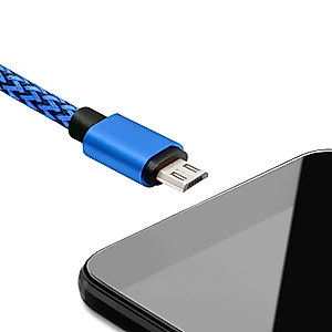 2 Pack PS4 Controller Charging Cable,Zwirelz Charging Cable for Xbox One Controller Nylon Braided Sync Cord Charger for Playstation 4 Dualshock 4 PS4 Slim/Pro, Android (Blue+Red)