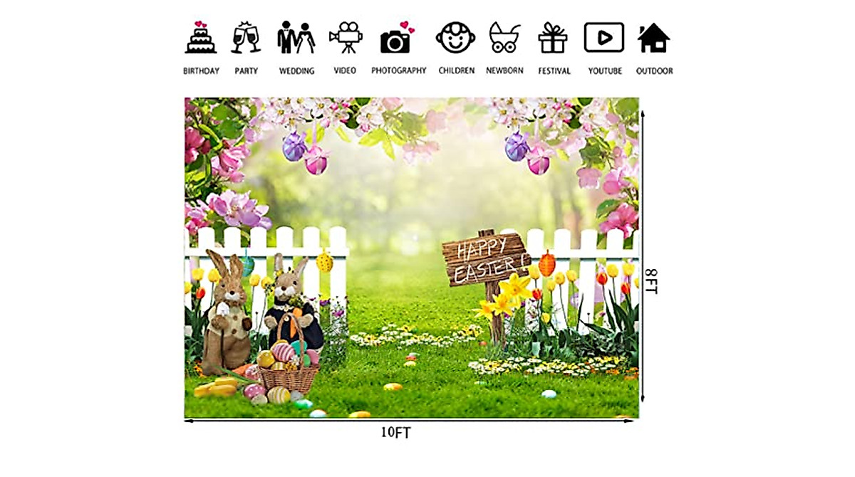 Easter Backdrop for Photos | 10x8ft Party Decor Background