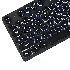 Mechanical Feel Typewriter Keyboard Retro Steampunk Keyboard 104 Keys Anti Ghosting Backlit Keyboard Typewriter Retro Style and Round Keycaps for PC and Mac