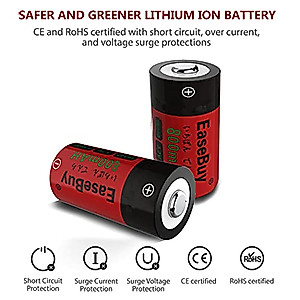 Arlo Batteries Rechargeable 123A, EaseBuy 12-Pack 800mAH ICR17335 NiMh Rechargeable Batteries for Arlo VMS3130 VMC3030 VMK3200 VMS3330 3430 3530 Cameras, August Pro WiFi, Alarm System, Flashlight