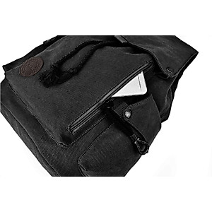 Black Canvas Backpack Vintage Backpack Daypack for Men Women Laptop School Travel Rucksack