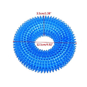 TEHAUX 2Pcs Round Ring Pet Toys TPR Tooth Toys Bite Resistant Dog Molar Teeth Toys Dog Toys (Blue and Green)