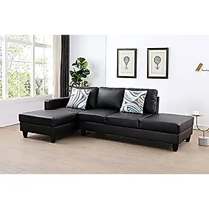 Star Home Living Lenardo Sectional Sofa, Black