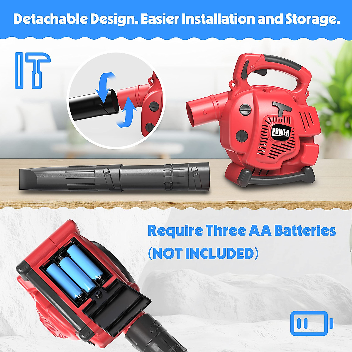 Toy Choi's Toy Leaf Blower - Kids Leaf Blower That Really Works with Toy Tool Set, Pretend Play Series Construction Outdoor Preschool Gardening Kids Tool Set, Toy Leaf Blower for Boys Girls Age 4-7