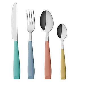 ANNOVA 24PCS Flatware Set Stainless Steel Silverware/Cutlery Set With Colored Handles Comfortable to Hold - Dinner Forks, Dinner Knives, Dinner Spoons, Dessert Spoons - (Mix Color)