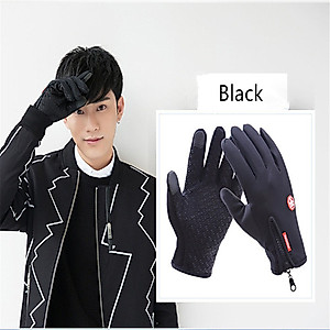 Bicycle Motorcycle Waterproof Gloves Outdoor Sport Warm Windproof Thermal Touch Gloves Riding Running Bike Cycling Gloves Hot Hands Warmer (Black(M))