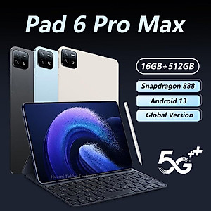 2023 Original Global Version Tablet Android Pad 6 Pro 16GB+512GB Snapdragon 888 Tablets PC 5G Dual SIM Card or WiFi HD 4K Mi Tab Black add Keyboard / 16GB 512GB