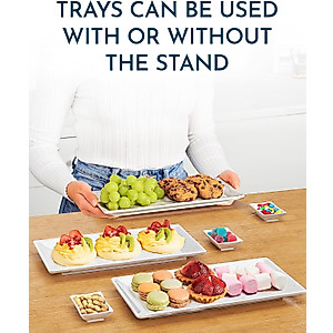 3 Tier Gold Serving Tray Stand with Dipping Bowls - Dessert and Fruit Platter for Hosting, Parties, Celebrations - Swiveling Collapsable Stackable