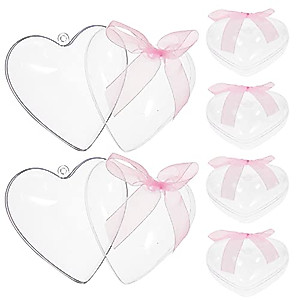 ABOOFAN 6pcs Transparent Heart-Shaped Boxes Food Grade Plastic Boxes Wedding Party Gift Boxes Fillable Heart Shaped Clear Container Birthday Present and Candy Packing Boxes 10cm Pink