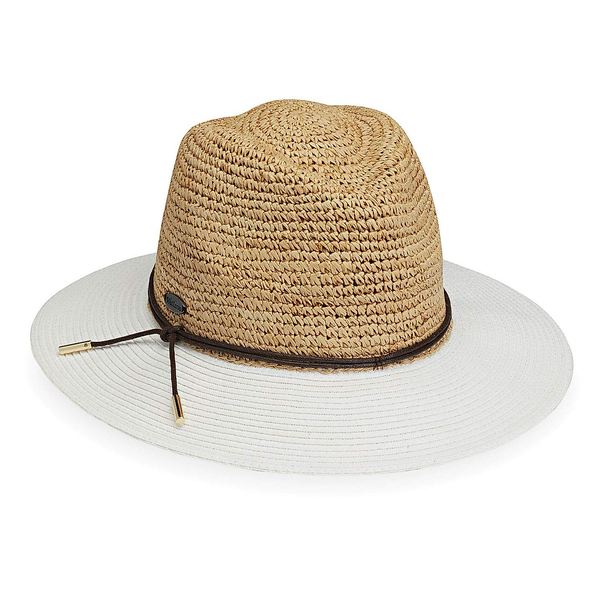 Wallaroo Hat Company – Women’s Laguna Fedora – Wide Brim Natural Fiber with Adjustable Sizing for Medium Crown Sizes – Trendy and Chic Sun Hat for Casual All-Season Sun Protection (Natural/White)