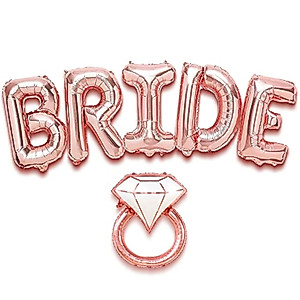 KatchOn, Giant Bride Rose Gold Balloons - 40 Inch | Bride Balloons Bachelorette for Bachelorette Party Decorations | Rose Gold Bride Balloon for Bridal Shower Decorations, Bachelorette Party Favors