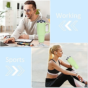 FUNUS 32OZ Insulated Tumbler With Lid and Straws（Two） Stainless Steel Travel Coffee Mug Keep Drinks Cold and Hot Leak -proof Insulated Cup For Travel and Coffee Tea Lovers Gifts