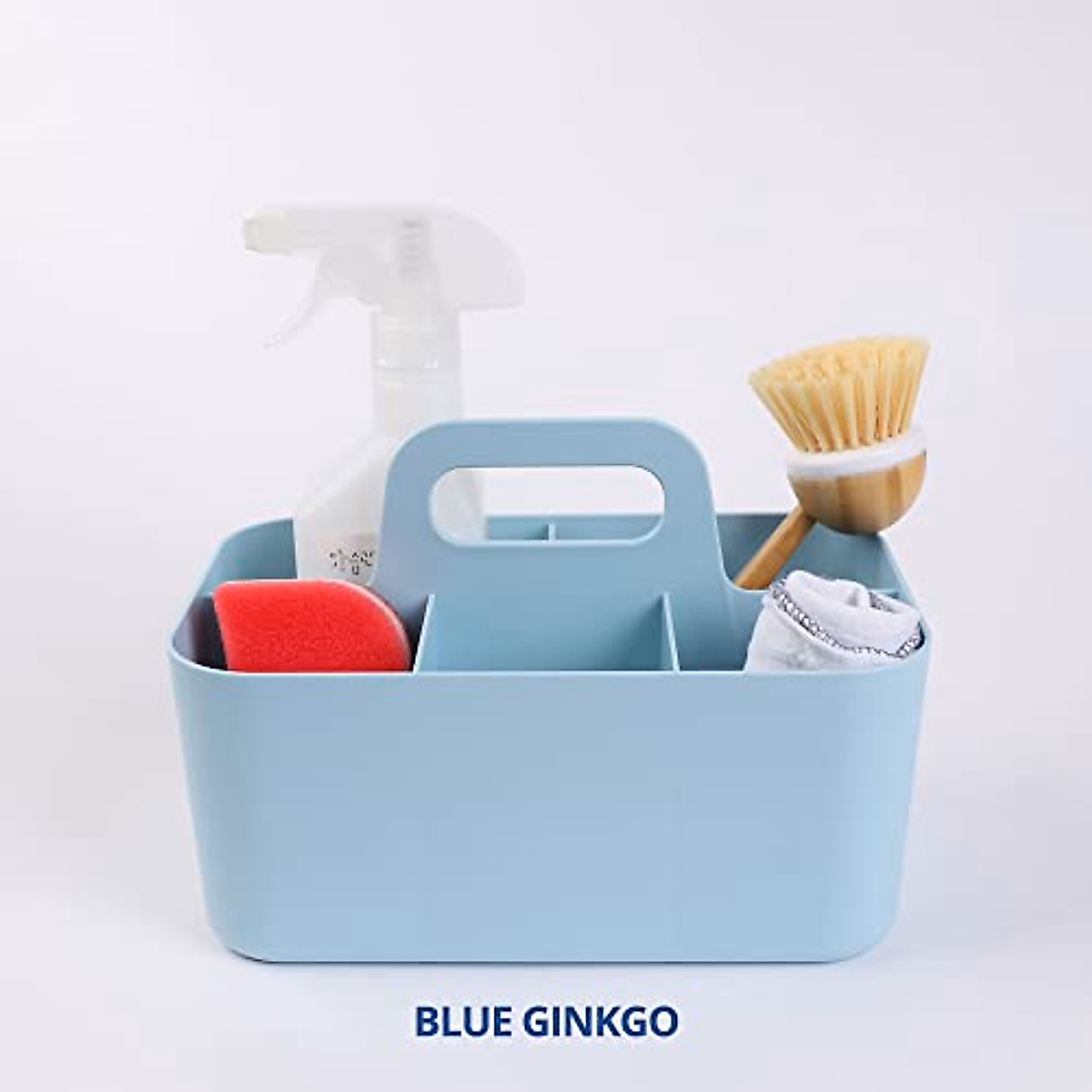 BLUE GINKGO Multipurpose Caddy Organizer - Stackable Plastic Caddy with Handle | Desk, Makeup, Dorm Caddy, Classroom Art Organizers and Storage Tote (Rectangle) - Blue