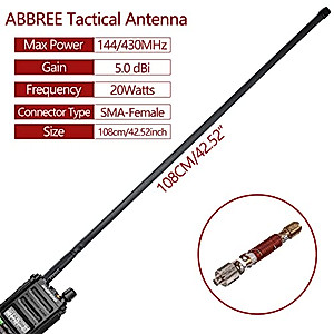 2Pack BAOFENG UV-9R PRO Tri-Power Dual Band IP67 Waterproof Two-Way Radio Long Range Rechargeable Walkie Talkie with Extra ABBREE 42.5inch Tactical Antenna