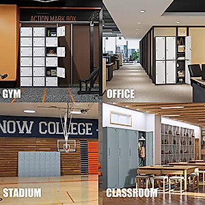 Metal Lockers for Employees - 71" Storage Locker Cabinet Large Employee Lockers with 6 Doors - 6 Tier Steel Lockers for Kids Bedroom, Gym, School, Office, Garage (6 Doors, White Grey)