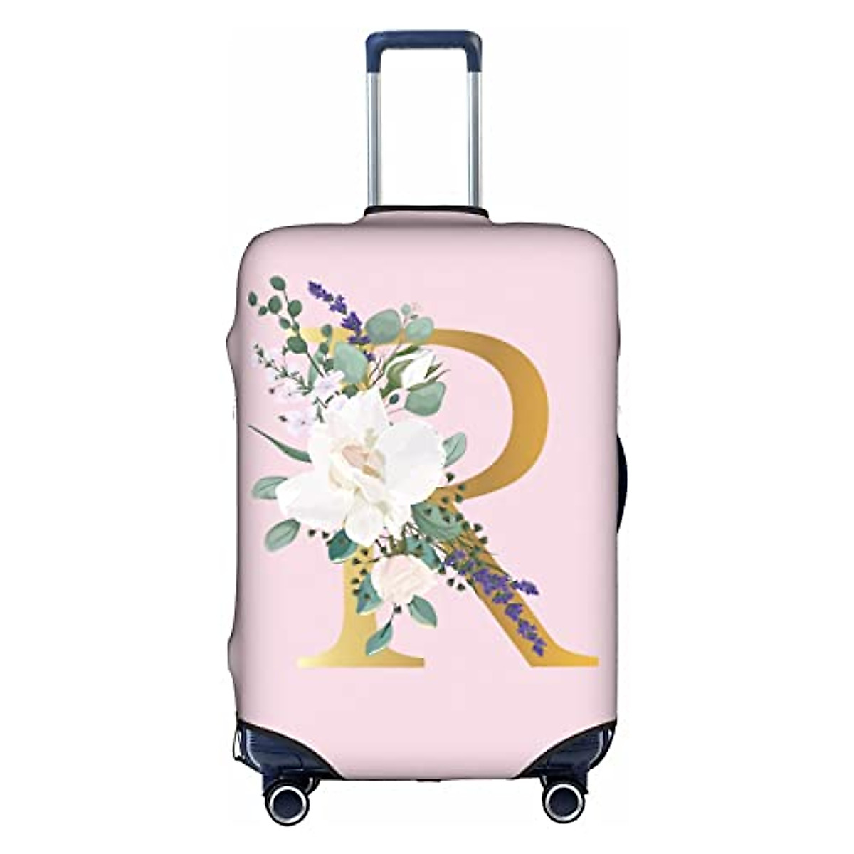 Flower Lette R Pink Luggage Cover Elastic Washable Stretch Suitcase Protector Anti-Scratch Travel Suitcase Cover for Kid and Adult M (22-24 inch suitcase)