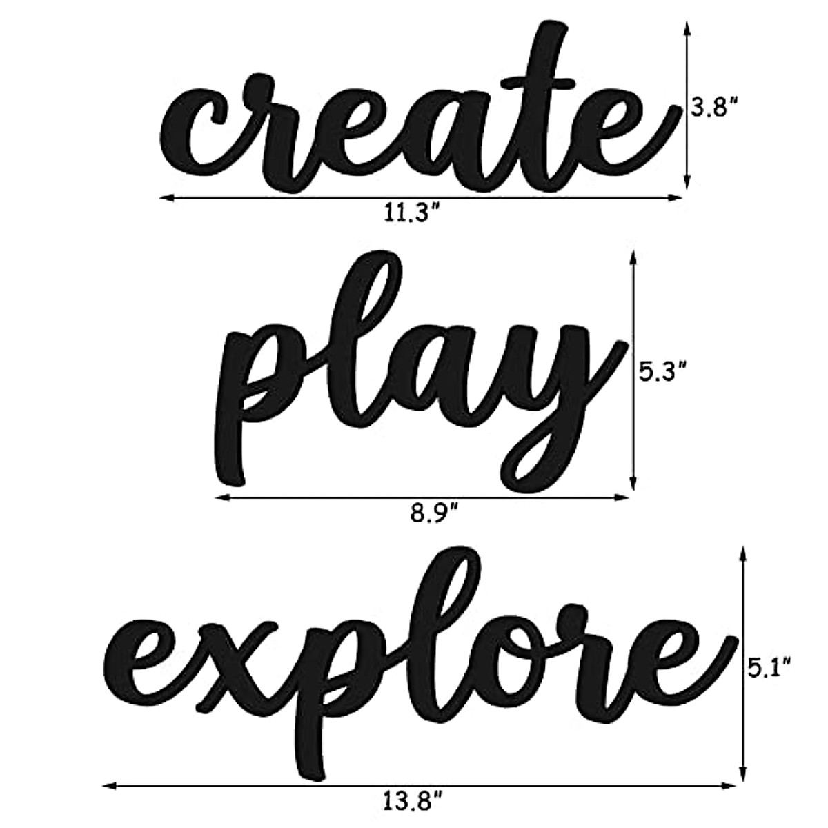 Xylolfsty Playroom Wall Decor Wood Play Explore Create Inspirational Wall Art Nursery Room Decor for Kids Toddlers Boys Girls Classroom Bedroom Reading Nook Positive Quotes Wall Decoration