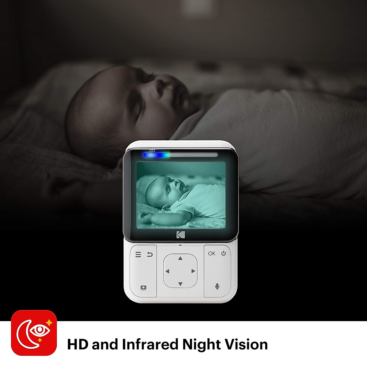 KODAK Cherish C225 Video Baby Monitor - Tilt/Pan/Zoom Camera, 2.8" HD Screen, Hi-res Camera, Remote Zoom, Two-Way Audio, Night-Vision, Long Range, WiFi, Mobile App