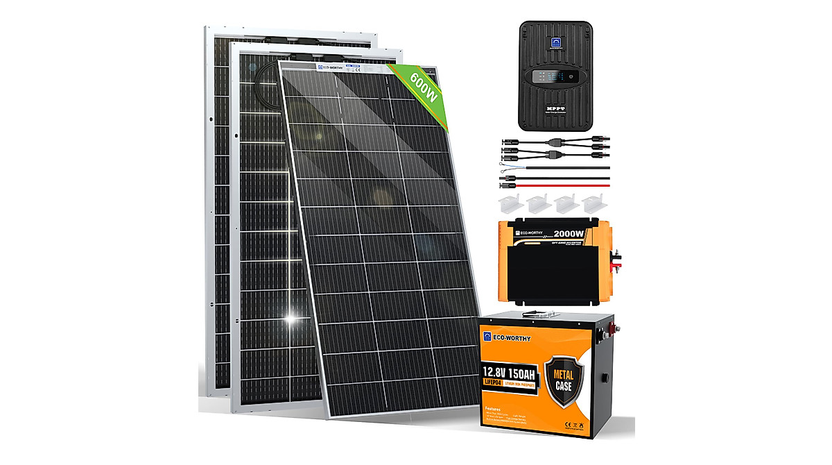 ECO-WORTHY 2.4KWH Solar Panel Kit 600W 12Volt System for RV Off Grid ...