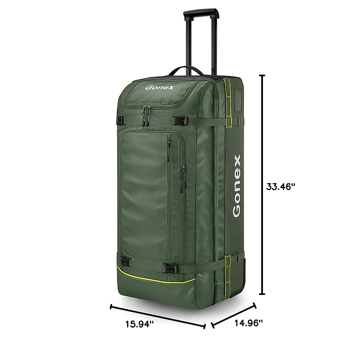 Gonex Rolling Duffle Bag with Wheels, 100L Water Repellent Large Wheeled Travel Duffel Luggage with Rollers 33 inch, Olive Green