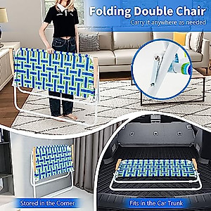 GYMAX Double Camping Chair, 660lbs 2-Person Folding Beach Chair with Breathable Webbing & Armrests, Lightweight Portable Outdoor Loveseat for Adults, Outside Patio Lawn Chair for Backyard, Poolside