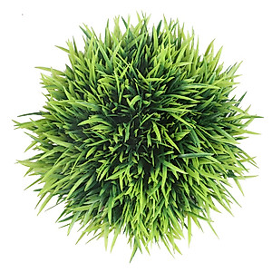 Svenee Mini Artificial Plants, Plastic Fake Green Grass Faux Greenery Topiary Shrubs with Grey Pots for Bathroom Home Office Décor, House Decorations (1)