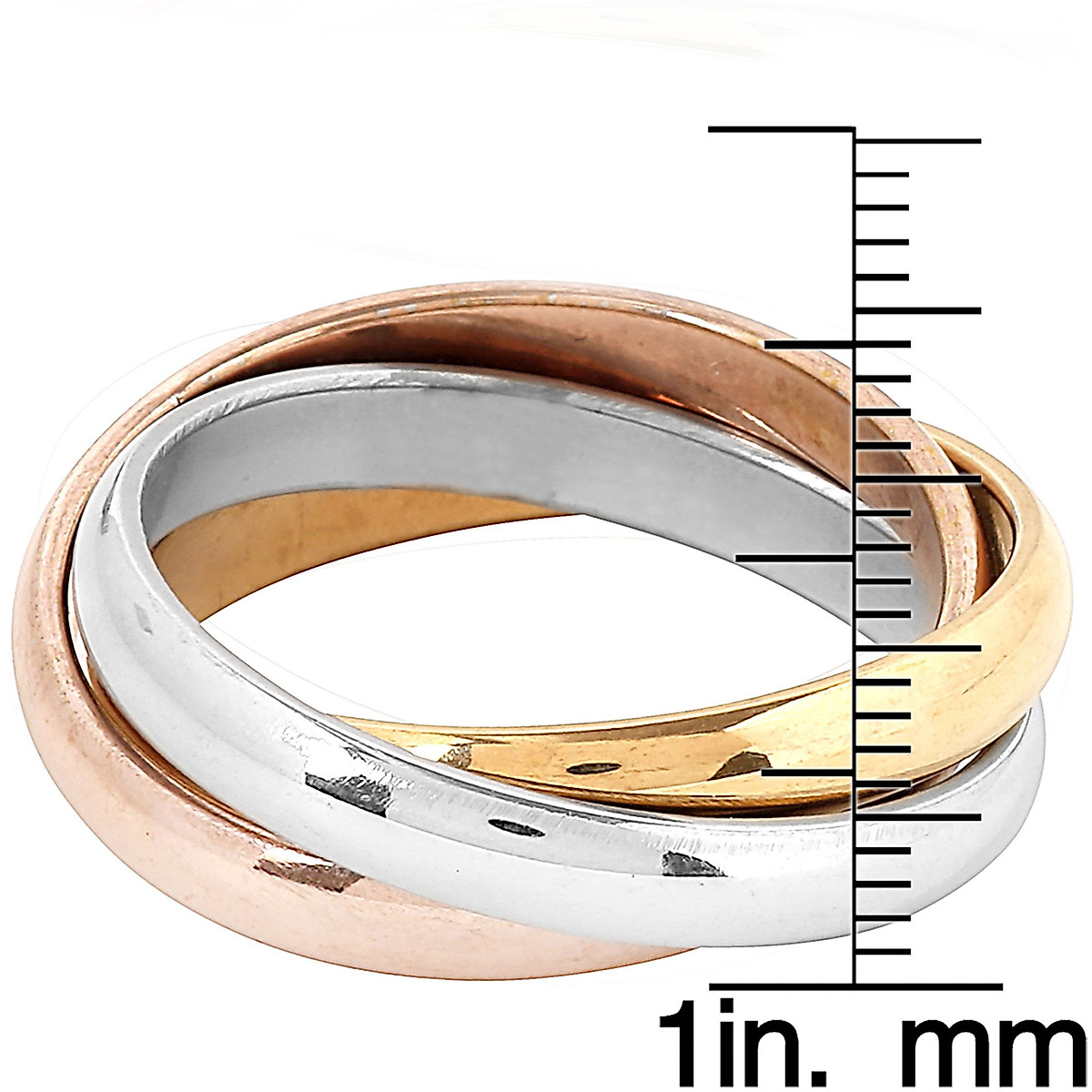 West Coast Jewelry Women's Tri-Color Stainless Steel Intertwined Triple Ring - Size 9