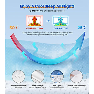 Ultra Pain Relief Cooling Pillow for Neck Support, Adjustable Cervical Pillow Cozy Sleeping, Odorless Ergonomic Contour Memory Foam Pillows, Orthopedic Bed Pillow for Side Back Stomach Sleeper