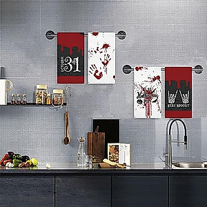GAGEC Halloween Kitchen Towels Halloween Scary Halloween Dish Towels Set of 4, Hand Towel 18x26 Inch Drying Cloth Towel for Kitchen Home Decoration