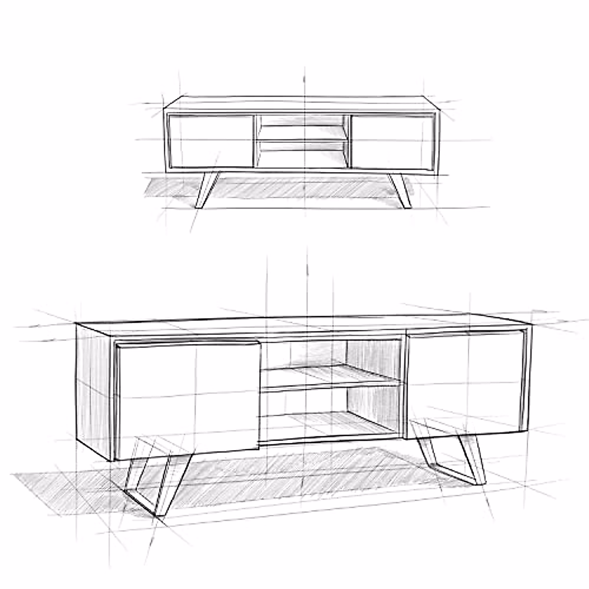 SIMPLIHOME Lowry 63 inch Wide Modern Industrial TV Media Stand in Walnut For TVs up to 70 inches for the Living Room and Entertainment Center