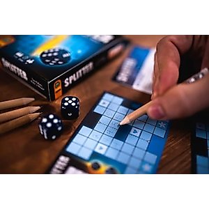 Splitter Dice Game - A Symmetrical Challenge of Numbers and Strategy, Roll-and-Write Puzzle Game, Family Game for Kids and Adults, Ages 8+, 1-12 Players, 15 Minute Playtime, Made by Pandasaurus Games