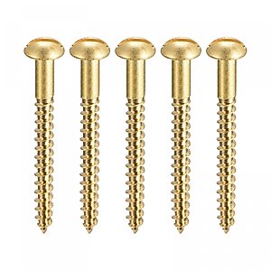 uxcell Wood Screws M4 x 40mm Slotted Round Head Brass Self-Tapping Screw 20 Pcs