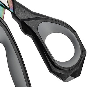 QMVESS Premium Fabric Scissors 9.5 Inch Heavy Duty Scissors All Purpose Titanium Coating Forged Stainless Steel Sewing Scissors, Ergonomic Comfort Grip Shears, for Fabric Leather Carpet (Black Gray)