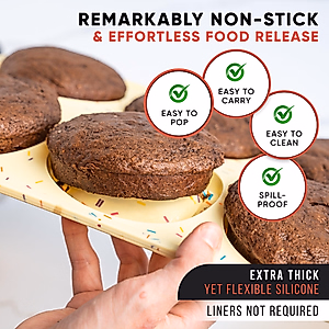 Muffin Top Pan, Silicone Egg Molds for Breakfast Sandwiches 4 Inch Round Silicone Egg Pan for Baking English muffins, Whoopie Pies, Corn Bread, Egg bites