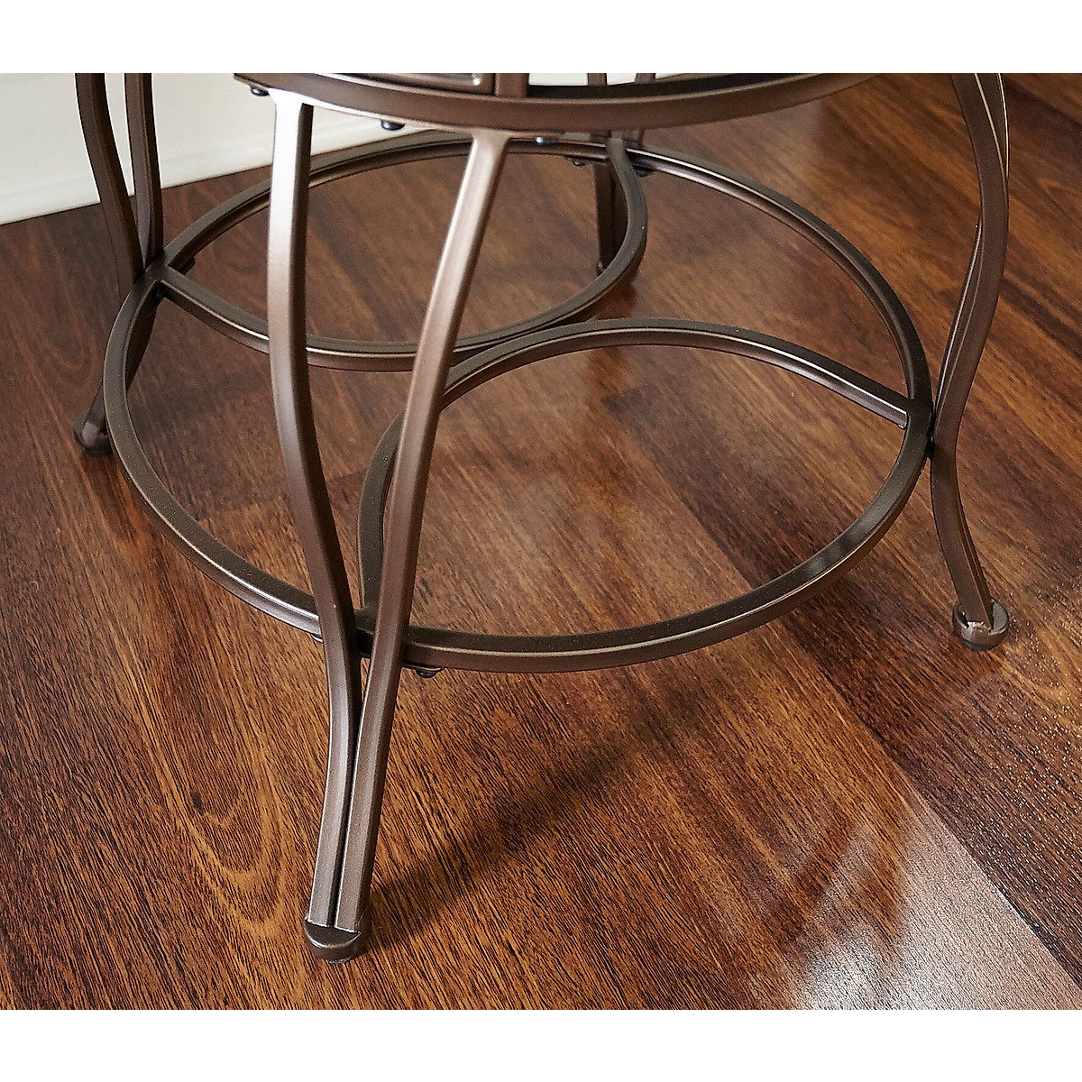 Powell Big and Tall Back Scroll Stool, Counter Height, Dark Bronze/Brown