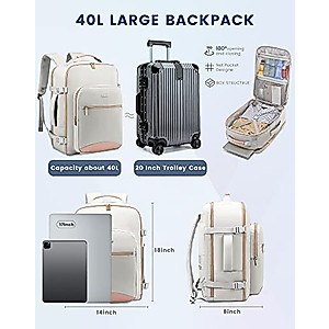 LOVEVOOK Carry on Backpack, 40L Travel Backpack as Personal Item Flight Approved, Waterproof Large TSA 17inch Laptop Backpack Luggage Daypack Business Weekender Overnight with 3 Packing Cubes, Grey